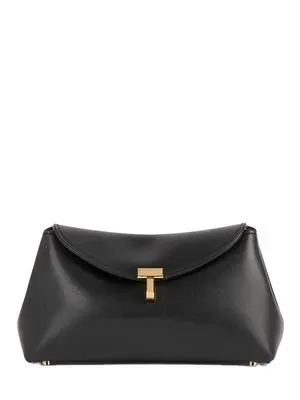 TOTEME Mini T-Lock Leather Clutch Black