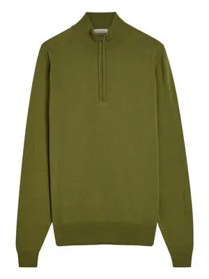 John Smedley Tapton Quarter-zip Merino Wool Jumper - Green