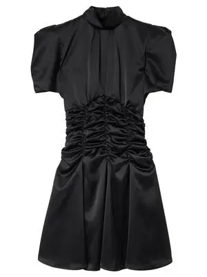 VIOLANTE NESSI Balthus Ruched Satin Mini Dress - Black
