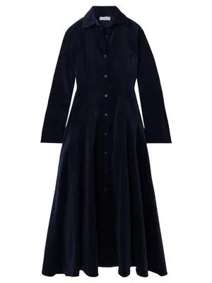 VIOLANTE NESSI Weyant Belted Cotton-corduroy Midi Dress - Blue