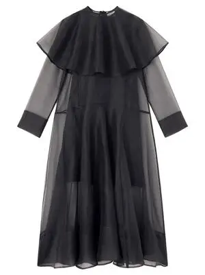 GANNI Long Dress With Collared Neckline - Black