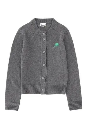 GANNI Logo Cardigan - Grey