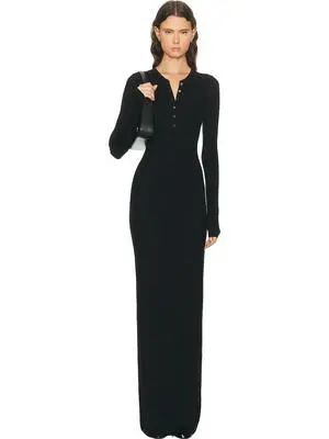 ETERNE Long Sleeve Henley Maxi Dress