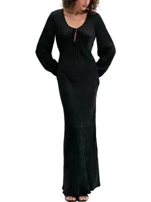 TWINSET Tie-neck Maxi Dress - Black