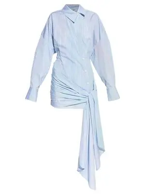 Attico Asymmetric Knot Mini Dress - Blue