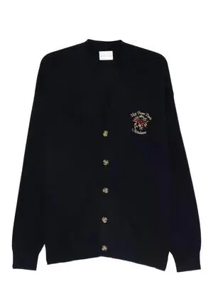 Drole De Monsieur Rose-embroidery Button-up Cardigan - Blue