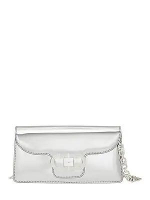 FERRAGAMO Mini Bag With Double Gancini Chain Silver