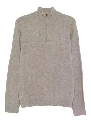 Vince Zip Mock-neck Sweater - Grey