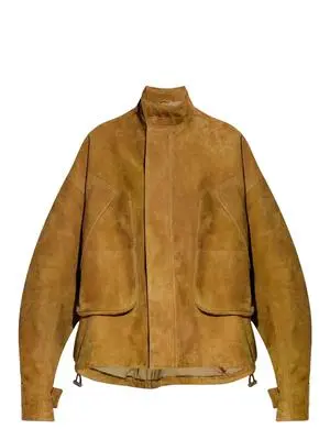 Attico Suede Jacket With Cuffed Sleeves - Neutrals