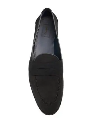 Brioni Appia Suede Penny Loafers - Black