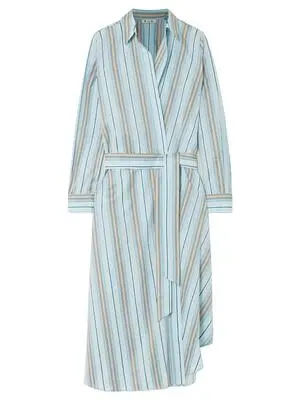 Loro Piana Belted Striped Cotton-poplin Wrap Dress - Blue