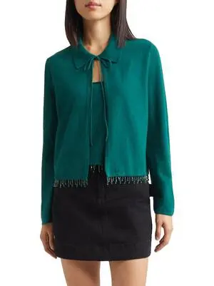 BODE Lodge Beaded Cashmere Cardigan - Dark Green