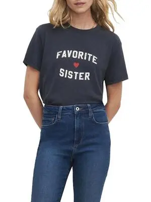FAVORITE DAUGHTER Favorite Sister Graphic T-shirt - Navy/gardenia