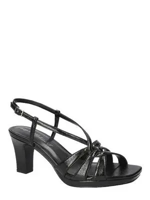 EASY WORKS BY EASY STREET Slingback Platform Sandal - Black Crinkled