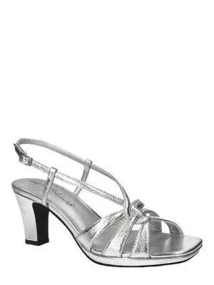 EASY WORKS BY EASY STREET Slingback Platform Sandal - Silver Crinkled