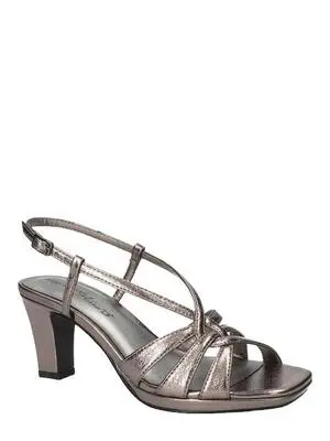 EASY WORKS BY EASY STREET Slingback Platform Sandal - Pewter Crinkled