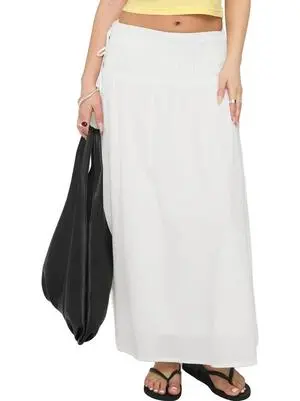 Princess Polly Venice Shirred Maxi Skirt - White