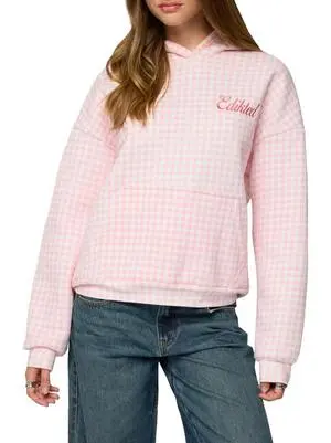 EDIKTED Gingham Oversize Hoodie - Pink