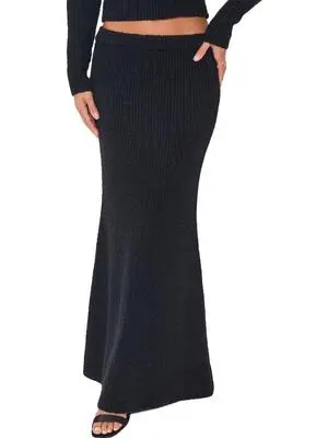 VICI Ruby Flute Rib Maxi Skirt - Black