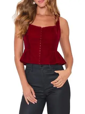 VICI Velvet Peplum Top - Burgundy