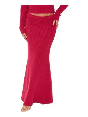 VICI Ribbed Maxi Skirt - Wine