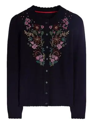Boden Bead Embellished Cardigan - Navy Floral Embellishment