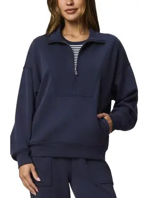 Splendid Scubasoft Quarter Zip Sweater Navy Blue