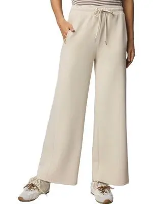Splendid Scubasoft Wide Leg Drawstring Pants - Pale Oak White