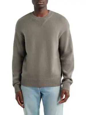 FRAME Elbow Patch Wool & Cashmere Pullover Sweater Light Taupe