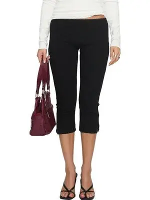 Princess Polly Baseline Rib Capri Pants - Black