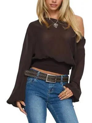 Princess Polly Idalina Off-the-shoulder Top - Brown