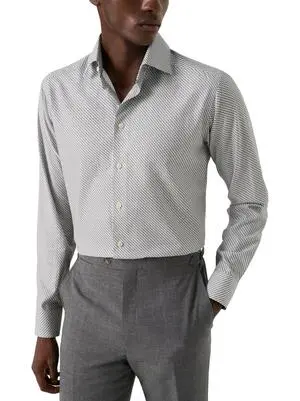 Eton Slim Fit Geometric Twill Button-up Shirt - Grey