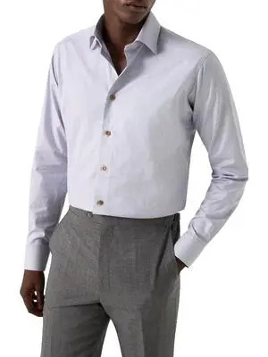 ETON Slim Fit Check Organic Cotton Twill Dress Shirt