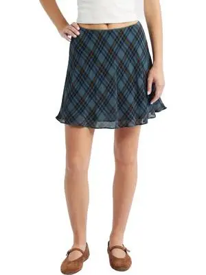 REFORMATION Brandy Plaid Mini Skirt - Slate Plaid
