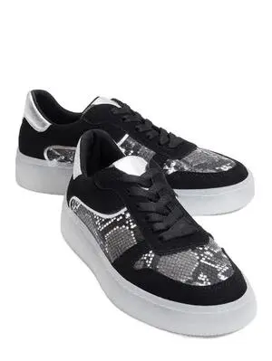 PROLOGUE SHOES Montero Sneakers - Black Print Faux Leather