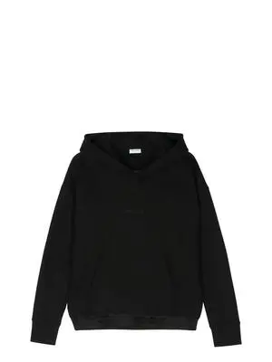 Saint Laurent Logo-embroidered Cotton Hoodie - Black