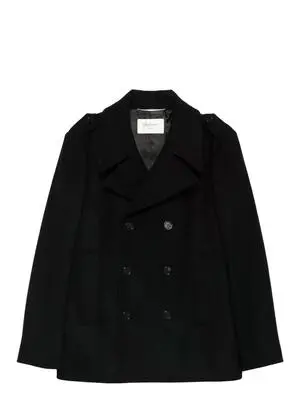 Saint Laurent Double-breasted Cupro Coat - Black