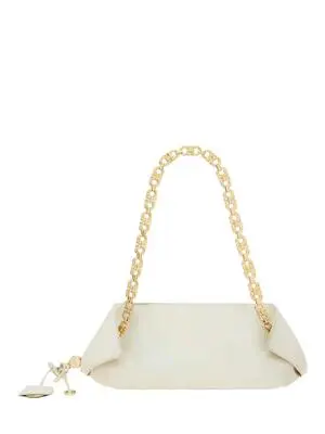 FERRAGAMO Small Folded Shoulder Bag With Chain Strap - Neutrals