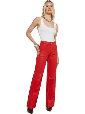 L'Agence Clayton Coated Wide-leg Jean - Lava Red Coated