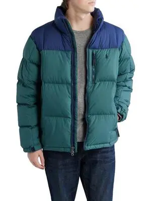 Polo Ralph Lauren Gorham Down Jacket With Removable Hood - Newport Navy/charter Green