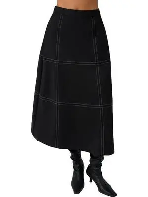 WeWoreWhat A-line Contrast Stitch Skirt - Black