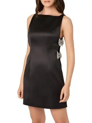 Astr The Label Kinsey Embellished Bow Satin Mini Dress - Black