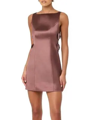 Astr The Label Kinsey Embellished Bow Satin Mini Dress - Mauve