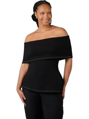 WeWoreWhat Off-the-shoulder Fold Over Top - Black