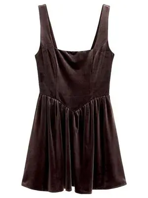 NEXT Velvet Sleeveless Mini Dress - Chocolate Brown