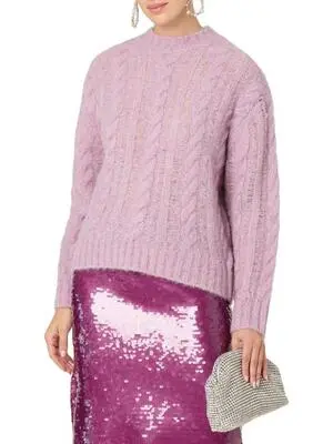 Astr The Label Violette Cable Stitch Sweater - Lavender
