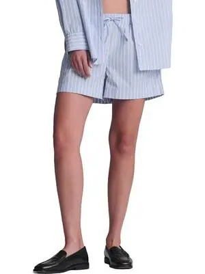 MAVI Striped Cotton Drawstring Shorts - Blue Stripe