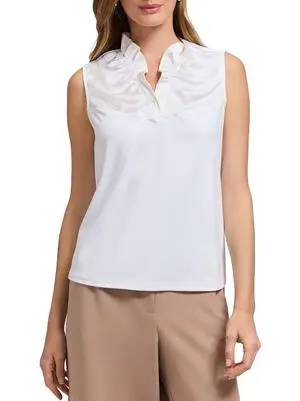Foxcroft Sleeveless Satin Top - White