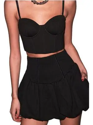 Fleur Du Mal Cropped Terry Bustier - Black