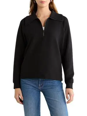 Caslon Ottoman Half Zip Pullover Black